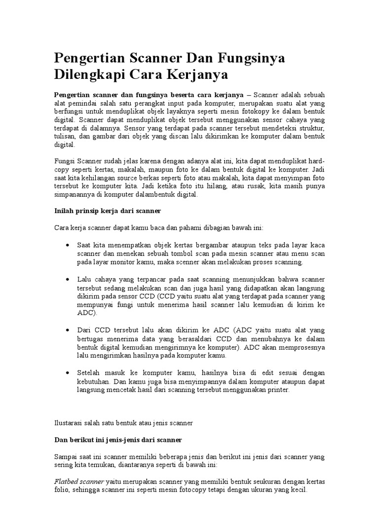 Pengertian Scanner Dan Fungsinya Dilengkapi Cara Kerjanya | PDF