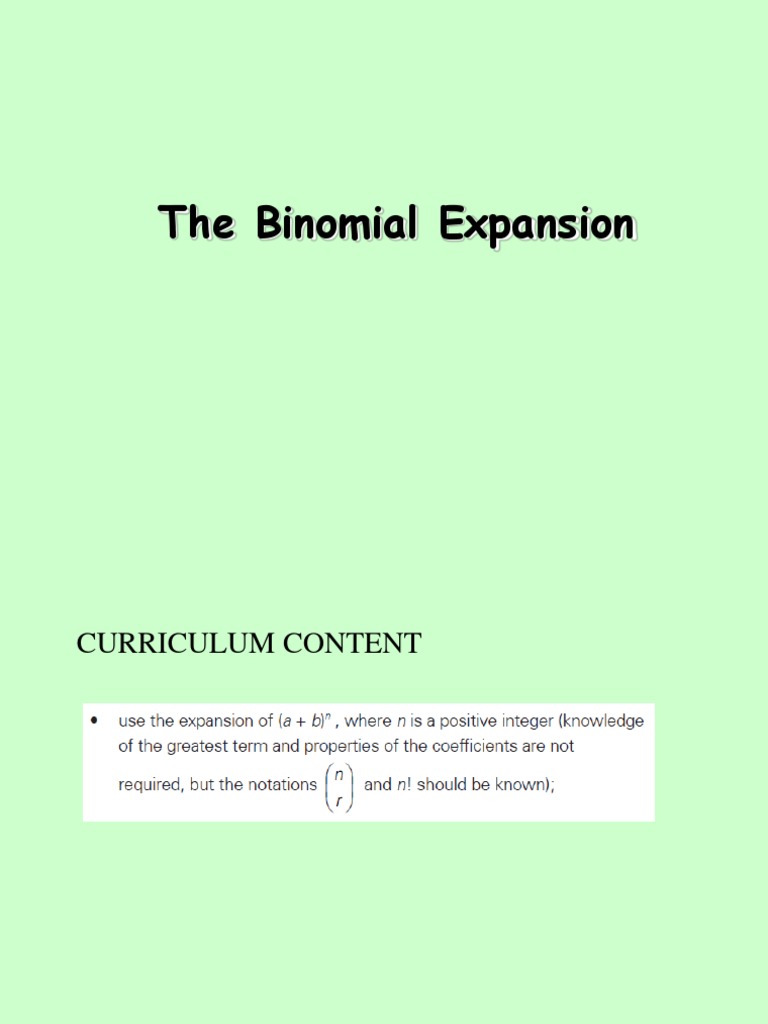 The Binomial Expansion1 | PDF | Abstract Algebra | Combinatorics