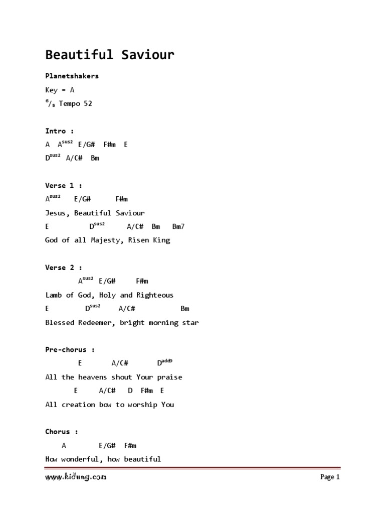 Beautiful Savior Chords and Lyrics | PDF | Art