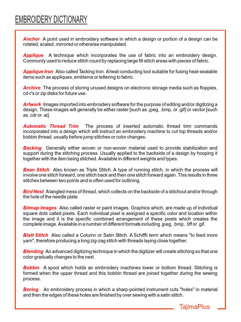 Embroidery Dictionary: Anchor | PDF | Embroidery | Yarn