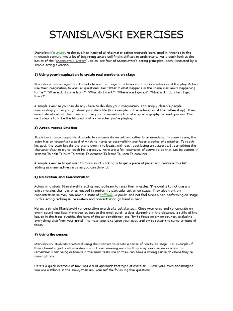 Stanislavski Exercises | Storytelling | Memory