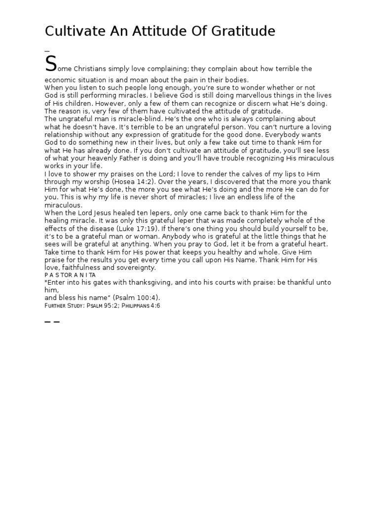 Cultivate An Attitude of Gratitude | PDF | Religion & Spirituality