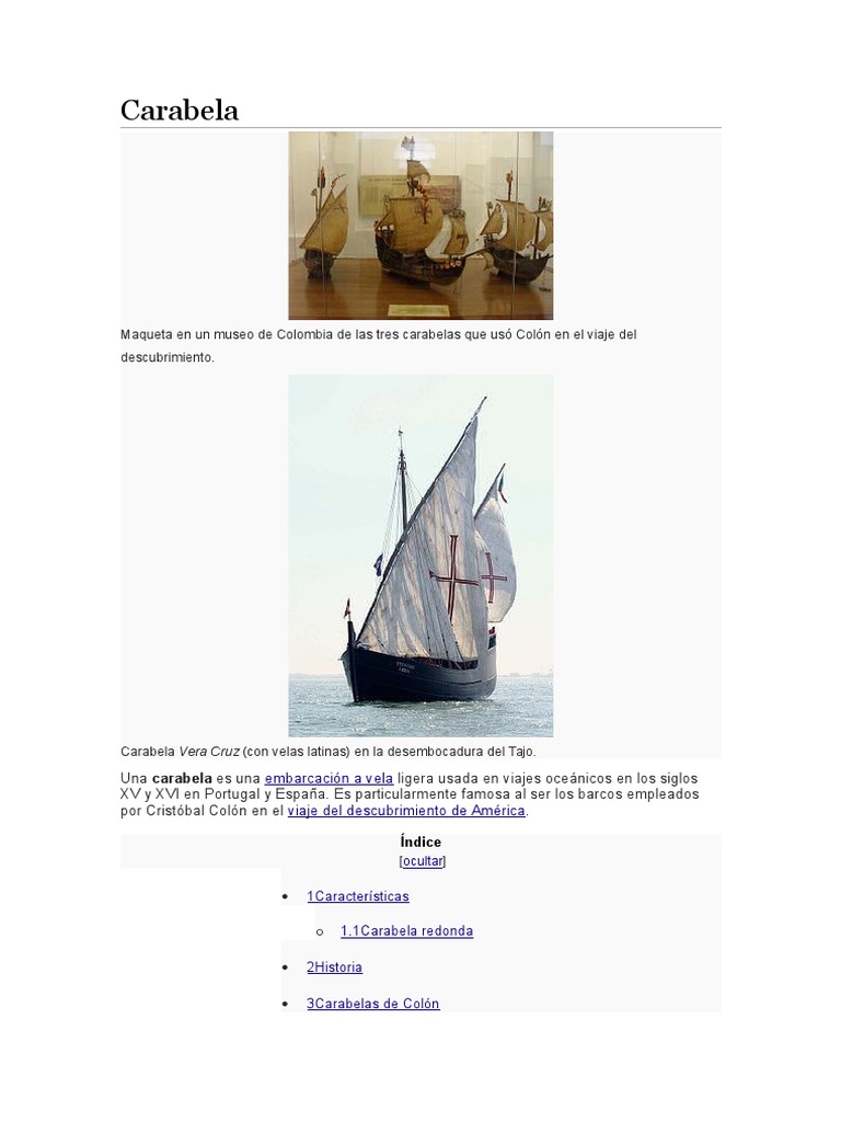 Carabela | PDF | Edad de la vela | Tipos de barcos