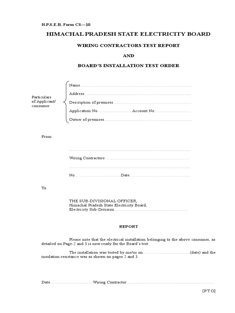 Test Report | Electrical Wiring | Electrical Conductor