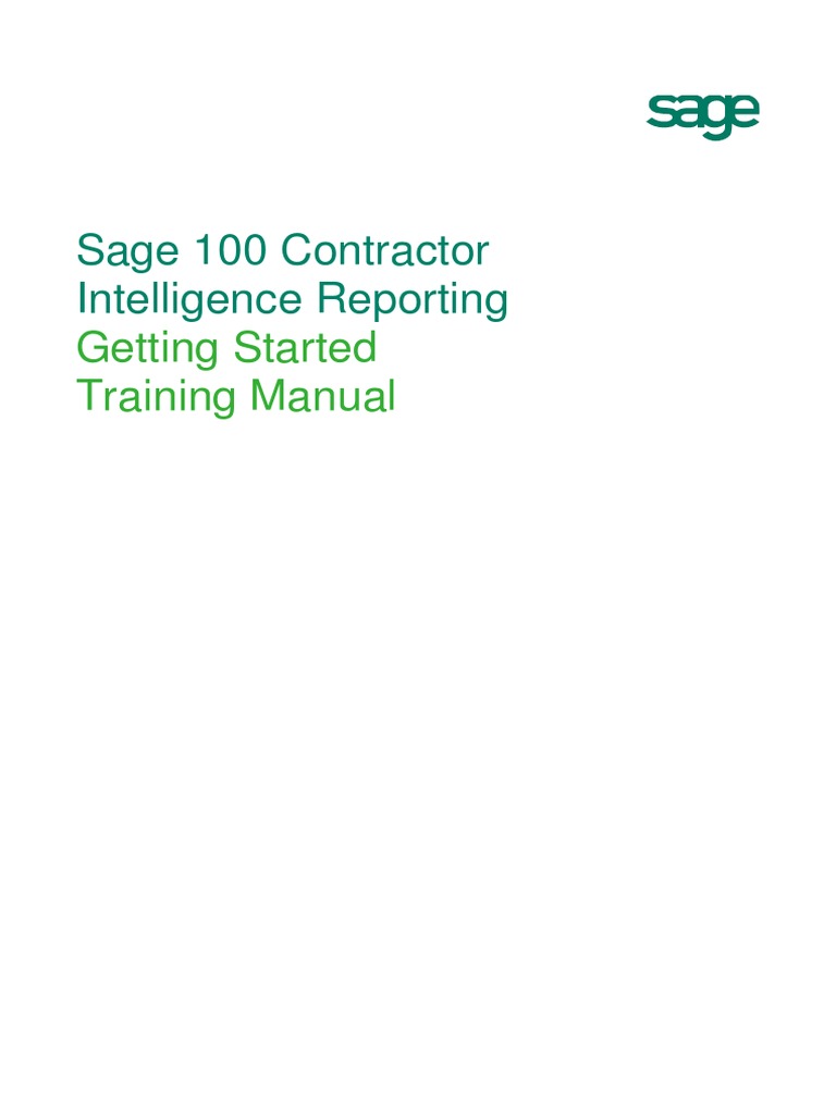 Sage 100 Contractor Intelligence Reporting Training Manual PDF | PDF ...