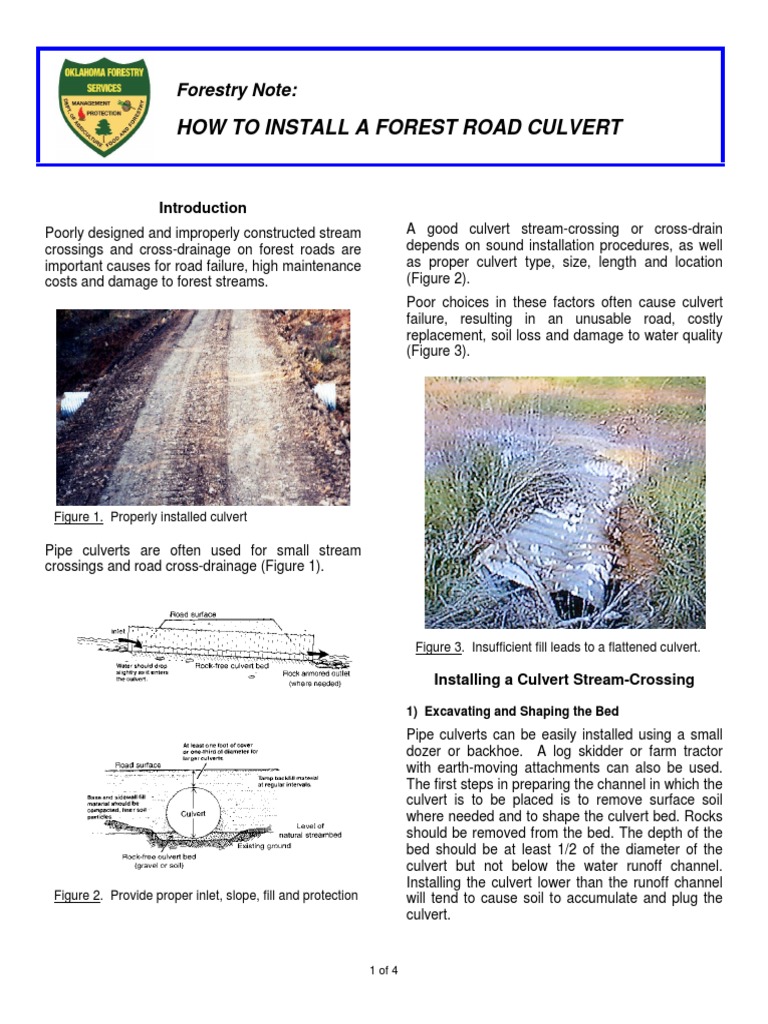 Forest Road Culvert Installation Guide | PDF | Land Management ...