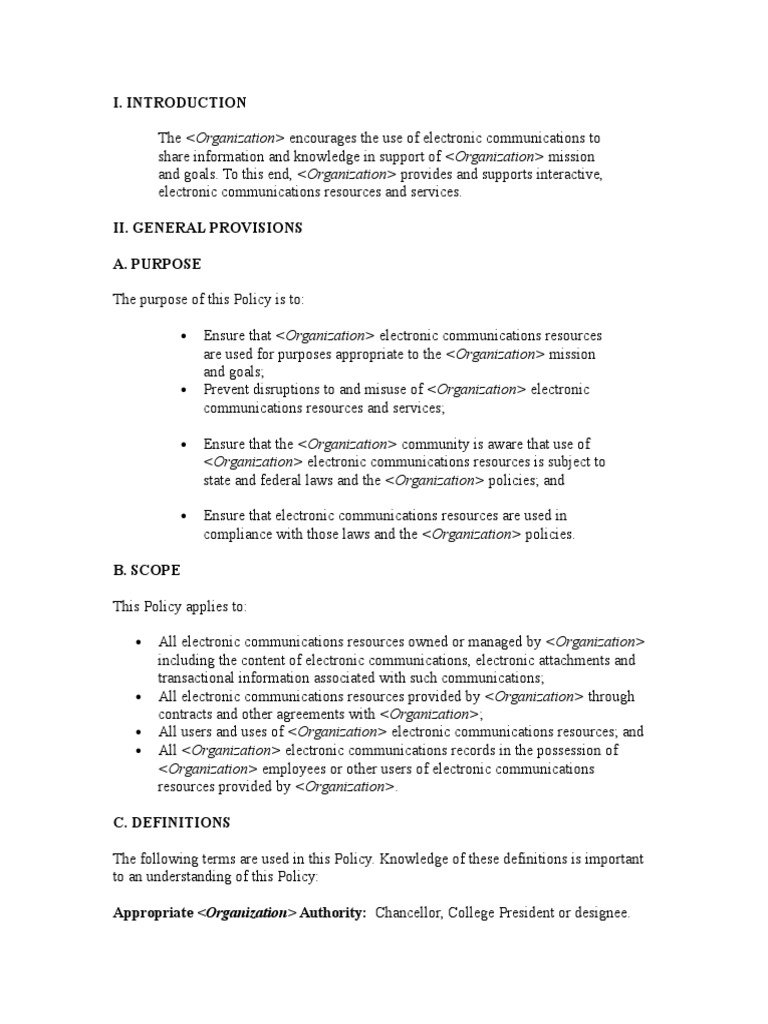 Electronic Communications Policy Overview | PDF | Records Management ...