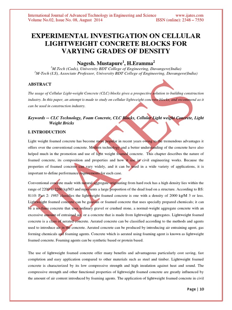 Experimental Investigation On Cellular Lightweight Concrete Blocks For ...