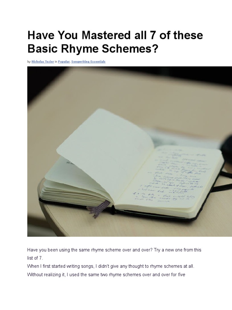 Have You Mastered All 7 of These Basic Rhyme Schemes | PDF | Rhyme ...