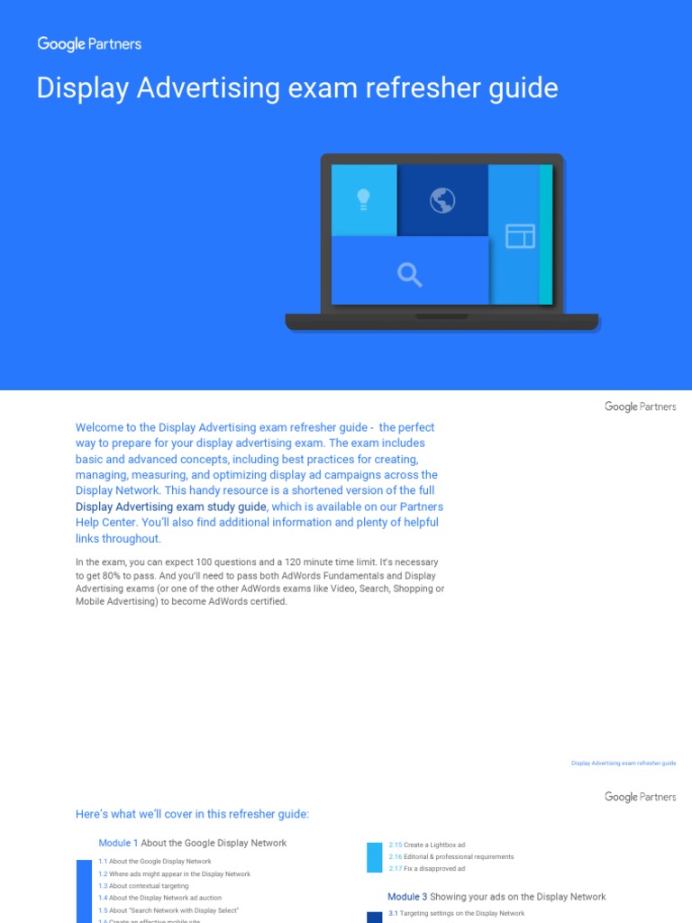 Display Advertising Exam Refresher Guide | PDF | Ad Words | Advertising