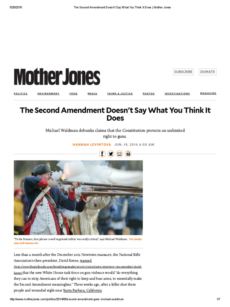 The Second Amendment Doesnt Say What You Think It Does Mother Jones ...