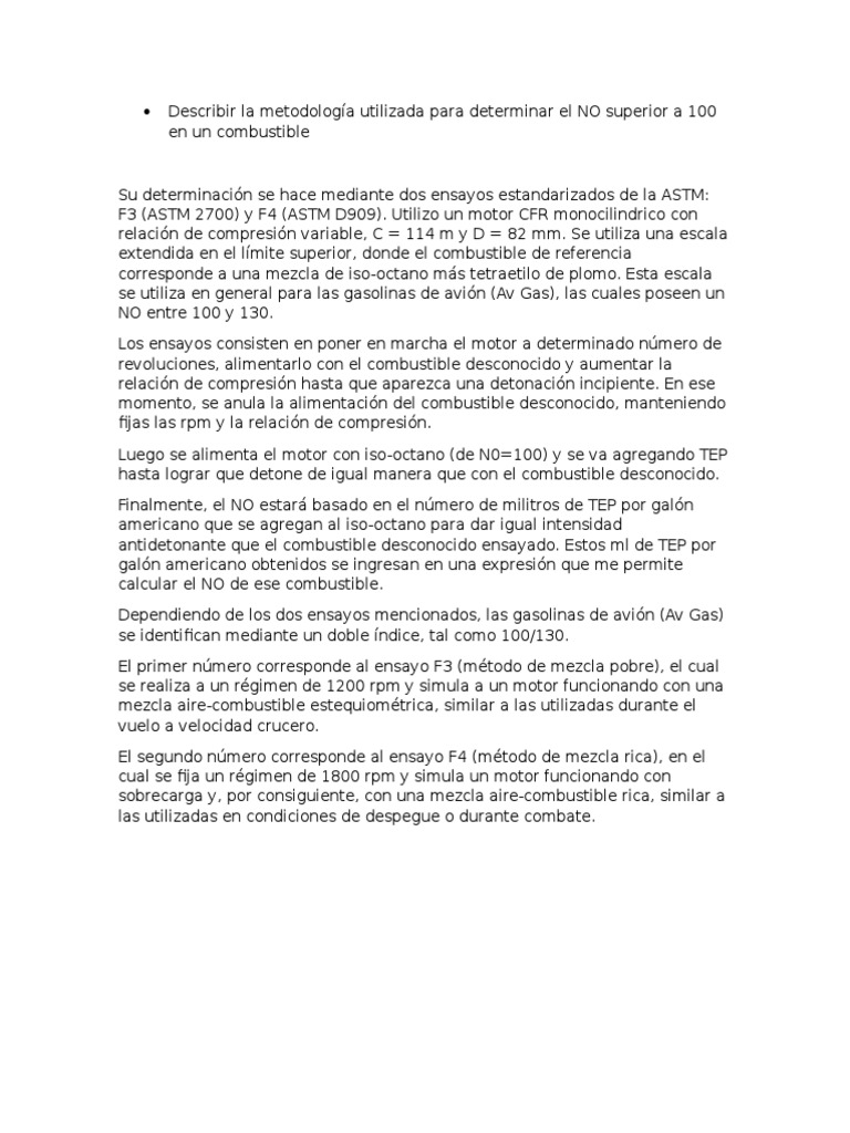 Numero Octano Superior A 100 | PDF | Tecnología