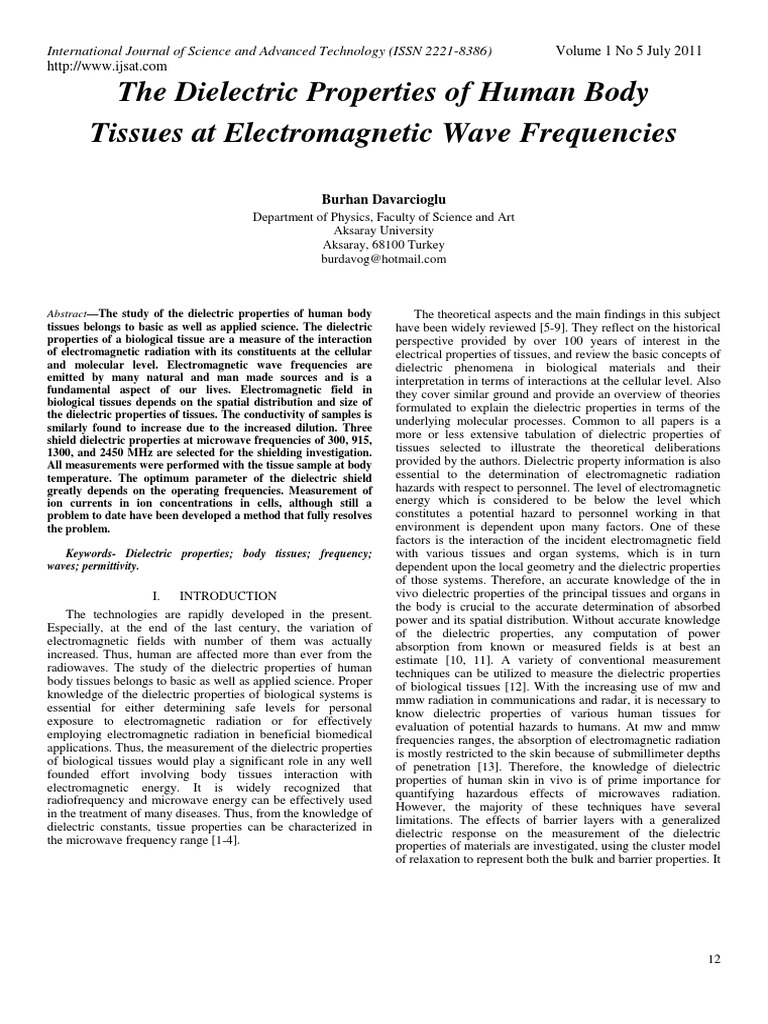 The Dielectric Properties of Human Body | PDF | Dielectric | Permittivity