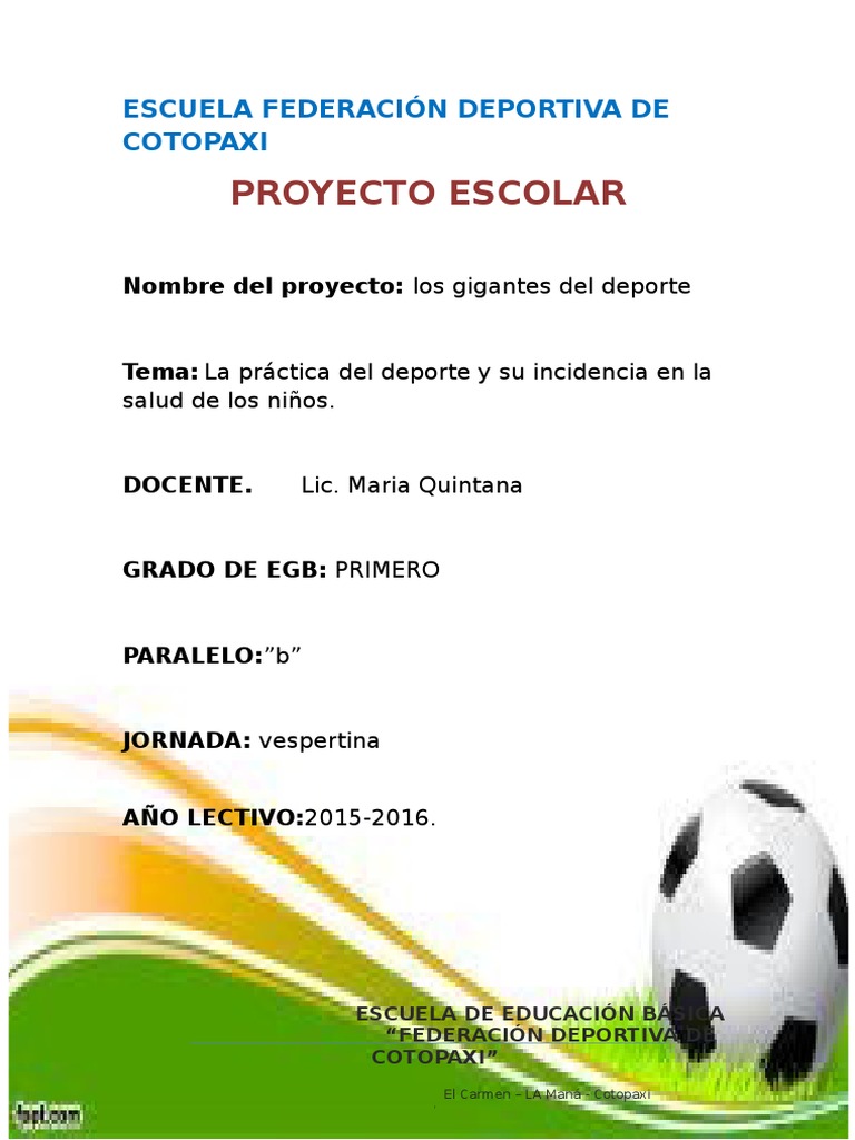 Proyecto "Gigantes del Deporte" Escolar | PDF | Deportes | Asociación ...