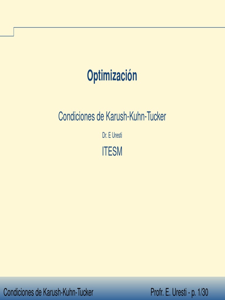 Condiciones KKT en Optimización | PDF | Optimización Matemática | Métodos matemáticos y ...
