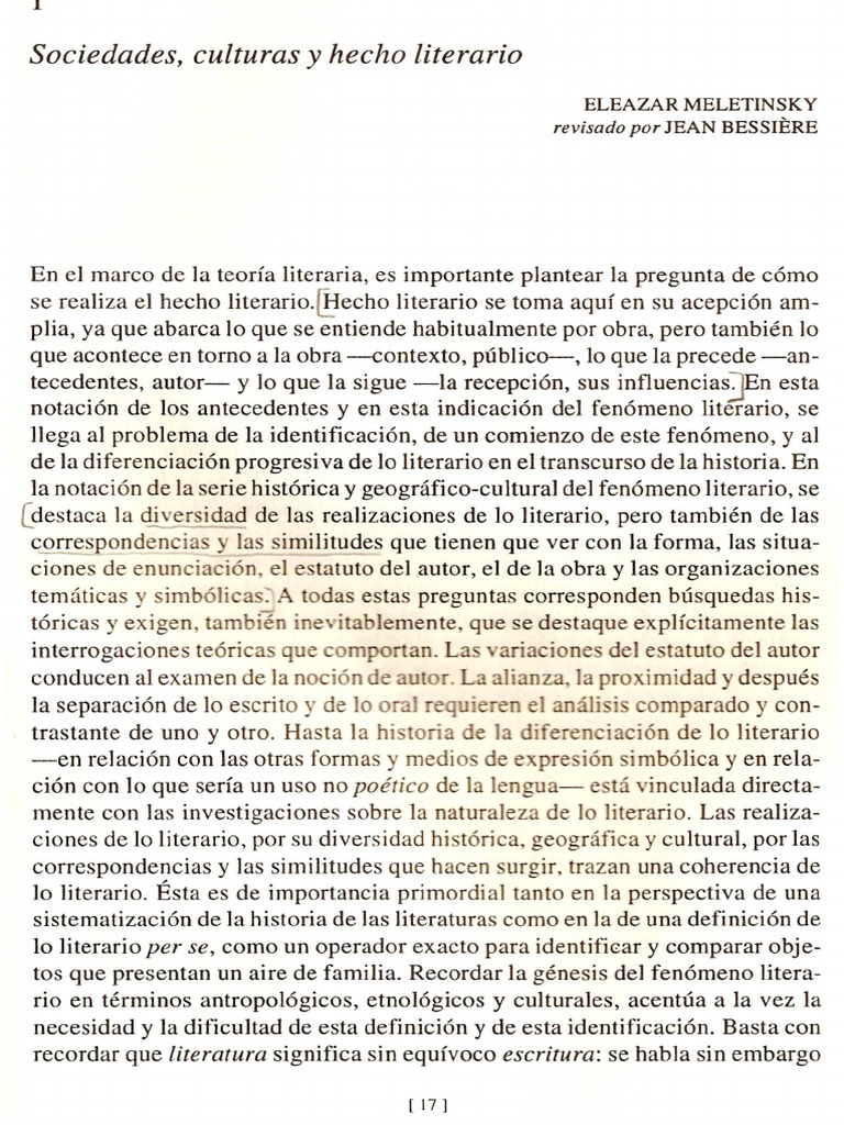Eleazar Meletinsky - Sociedades Cultura y Hechos Literarios | PDF ...