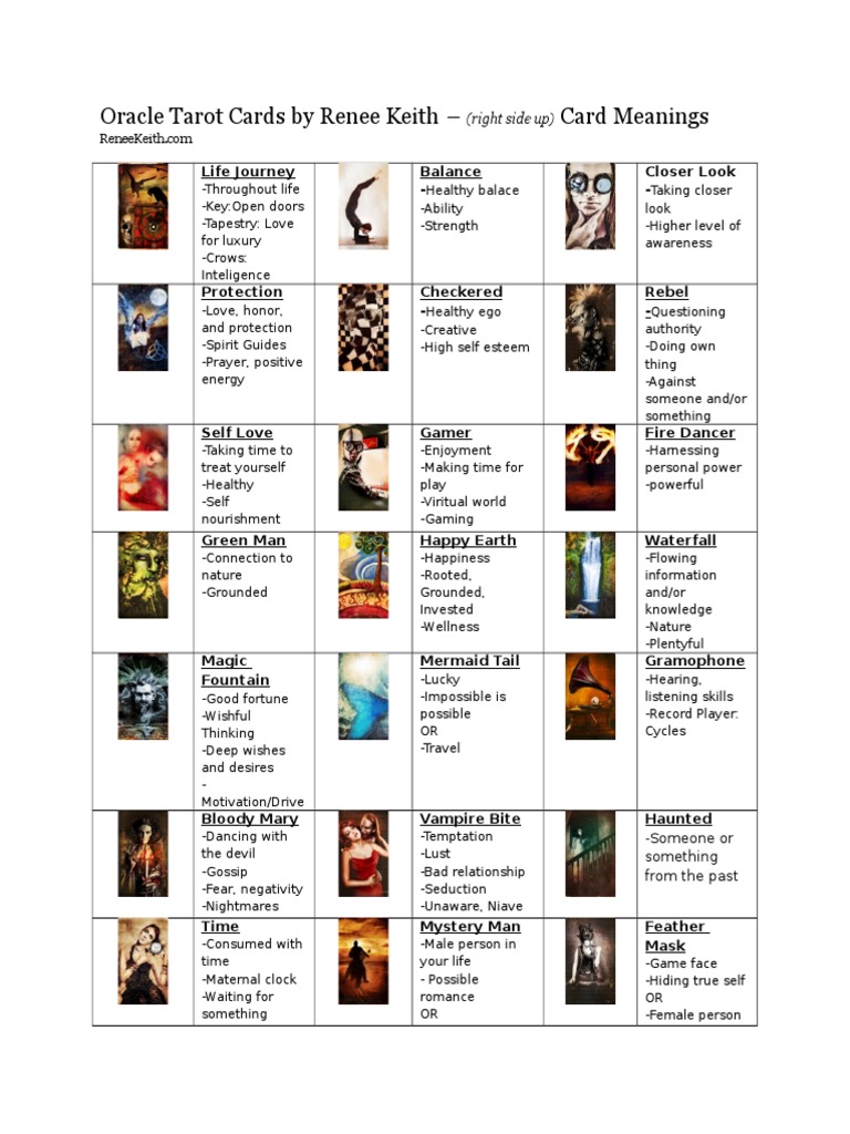 Oracle Tarot Cards by Renee Keith - Card Meanings: Life Journey Balance ...