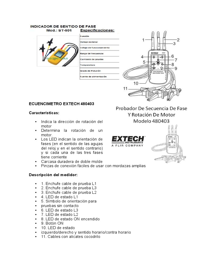 Medidor de Rotación de Fase Extech 480403 | PDF | Informática | Tecnología