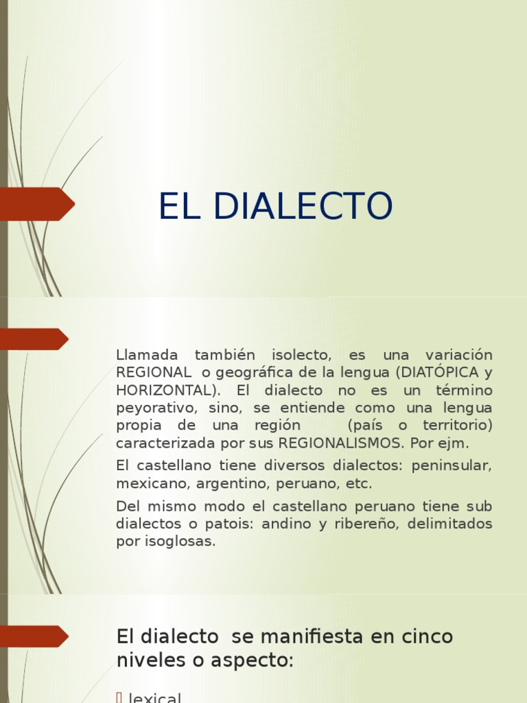 El Dialecto | PDF | Dialecto | Palabra