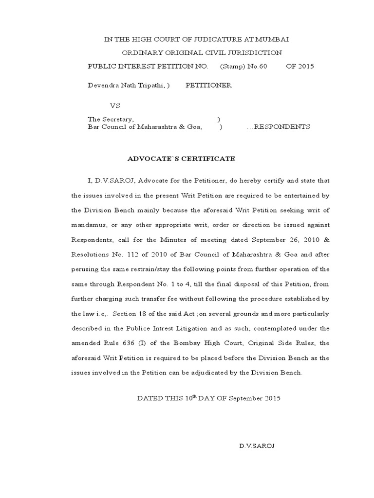 Advocate Certificate | PDF