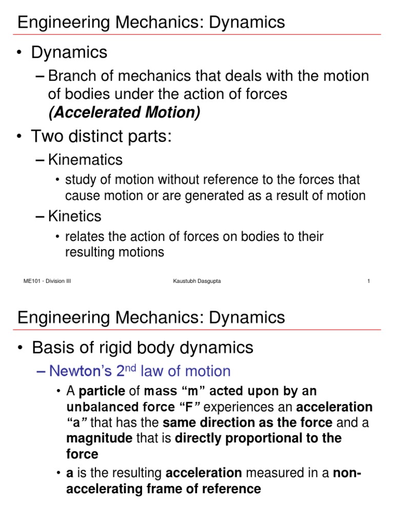 ME101 Lecture22 KD | PDF | Kinematics | Velocity