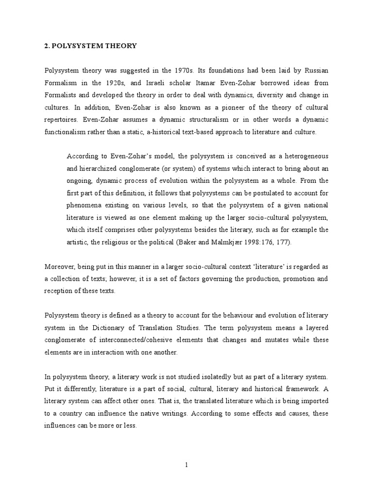 Polysystem Theory | Translations | Academic Discipline Interactions