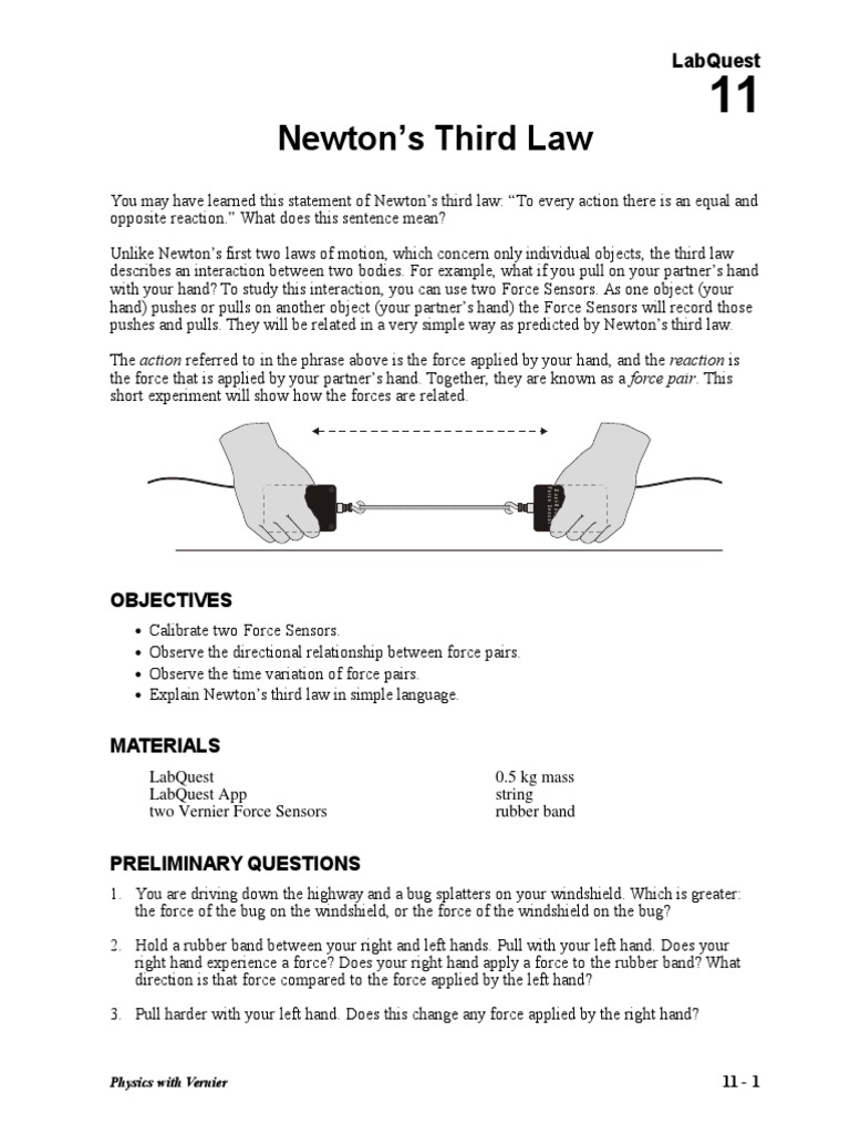 11 Newtons Third Law LQ | PDF | Newton's Laws Of Motion | Force