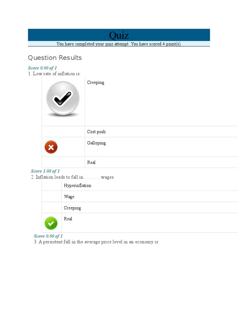 Inflation Quiz Results Summary | PDF