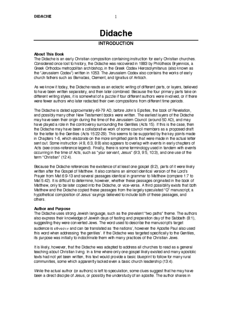 Didache | PDF | Eucharist | Baptism