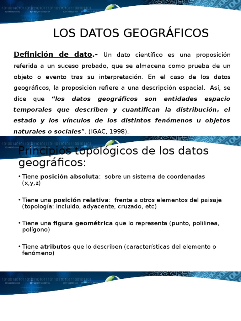 Los Datos Geográficos: Definición de dato. | Sistema de Información ...