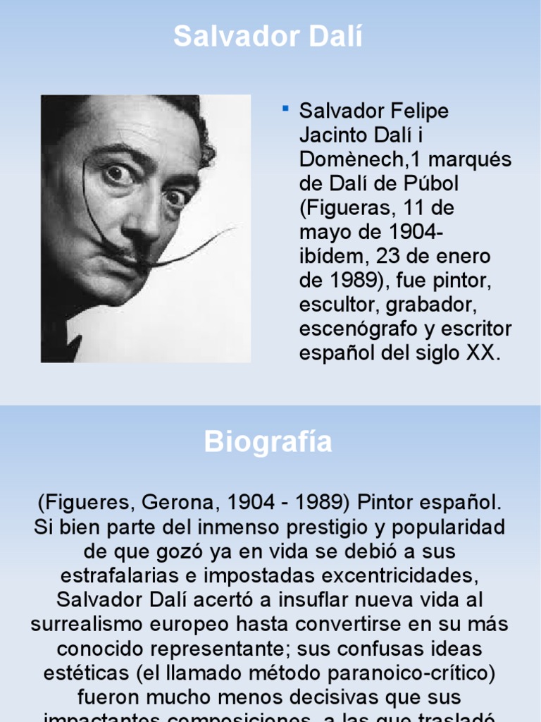 Biografía resumida de Salvador Dalí | PDF | Salvador Dalí | Artes (general)