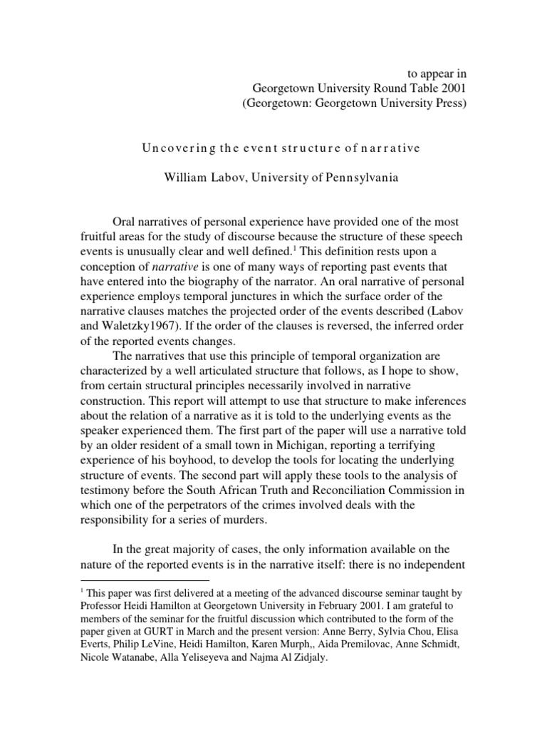Labov, William - Uncovering The Event Structure of Narrative | PDF ...