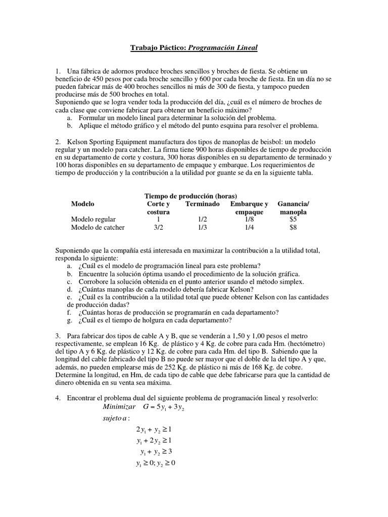 TP Programación Lineal | PDF | Programación lineal | Science