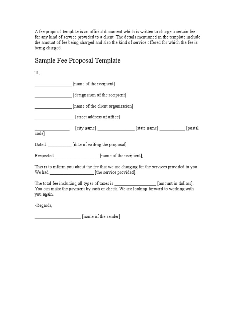 Fee Proposal Template Sample | PDF