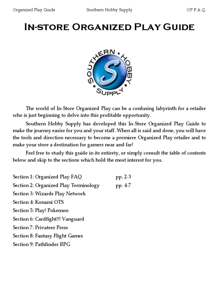 Organized Play Guide | PDF | Gaming | Leisure
