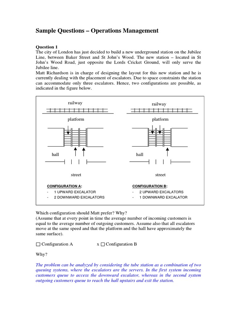 Operations Management Sample Questions | PDF | Inventory | Operations ...
