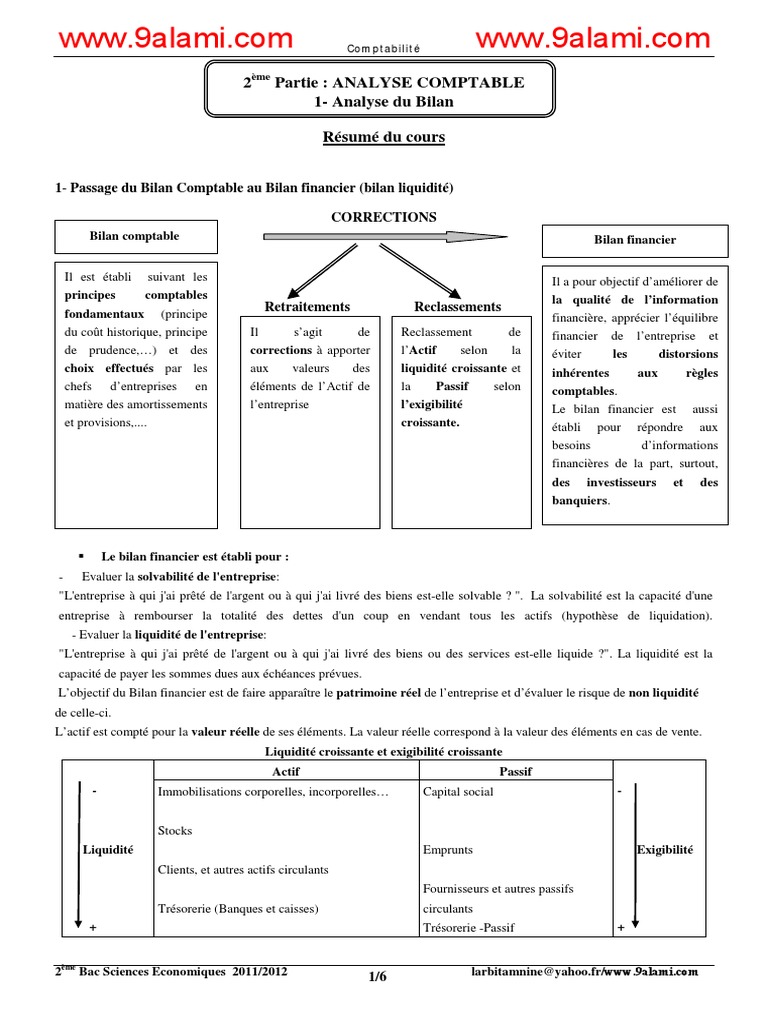 Bilan économique vs comptable : Analyse | PDF | Ratio financier ...