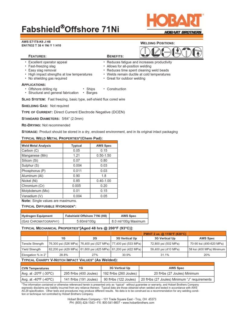 Fabshield Offshore 71ni-1 | PDF | Welding | Construction