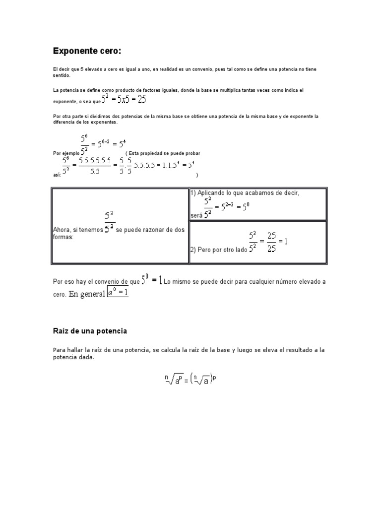 Exponente Cero | PDF | Exponenciación | División (Matemáticas)