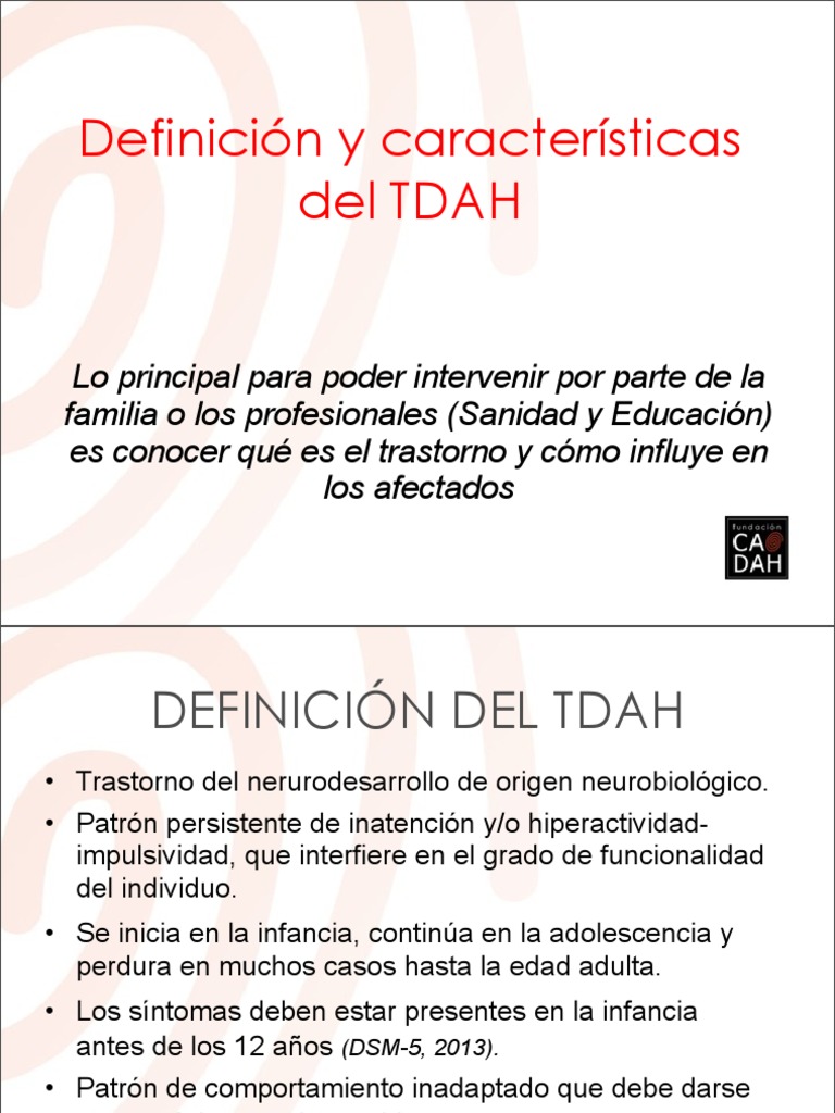 Definicion y Caracteristicas Del TDAH | PDF | Desorden hiperactivo y ...