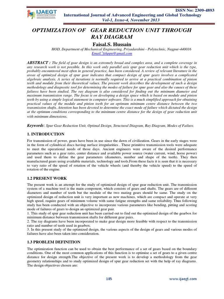 Optimization of Gear Reduction Unit Through Ray Diagram | PDF | Gear ...