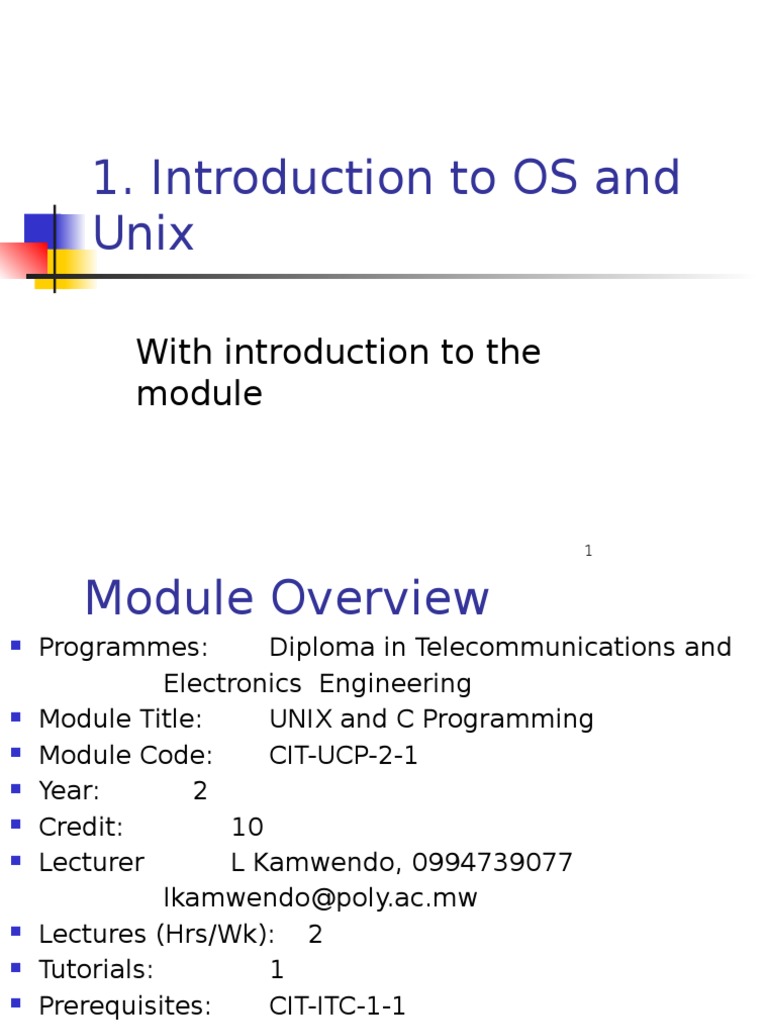 Introduction To OS & Unix | PDF | Process (Computing) | Operating System