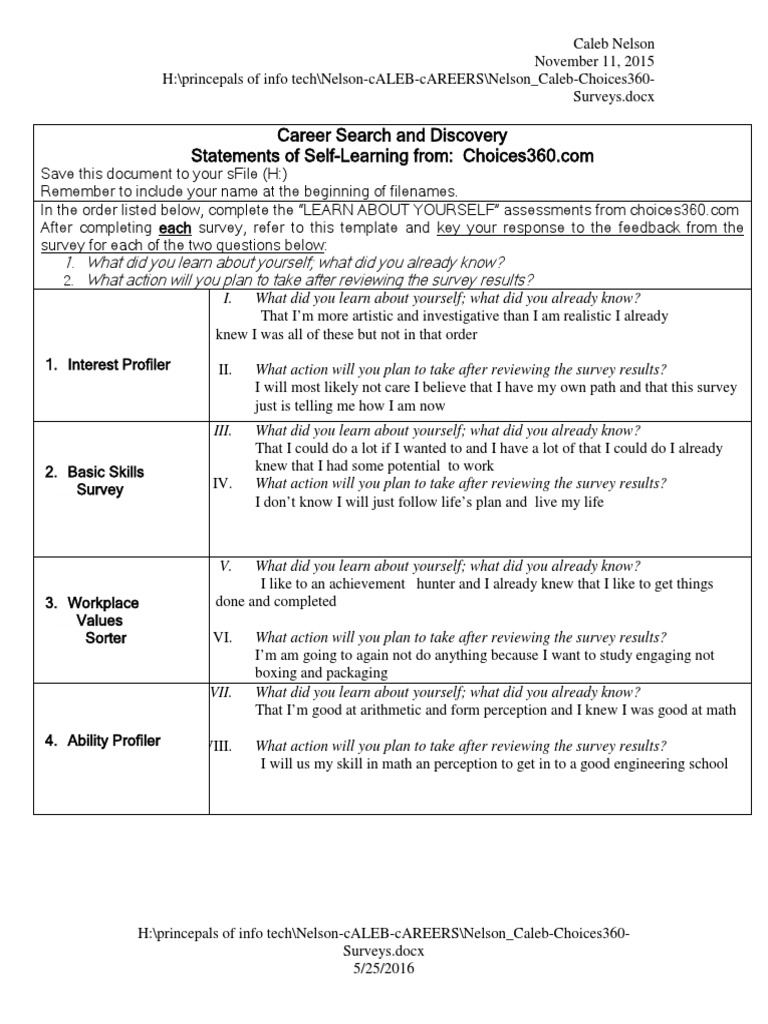 Choices360 Career Survey Insights | PDF | Cognition | Applied Psychology