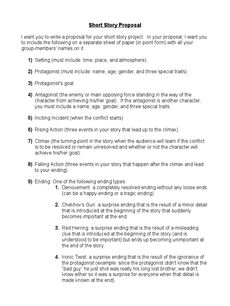 Short Story Project Proposal Guide | PDF | Plot (Narrative) | Paragraph