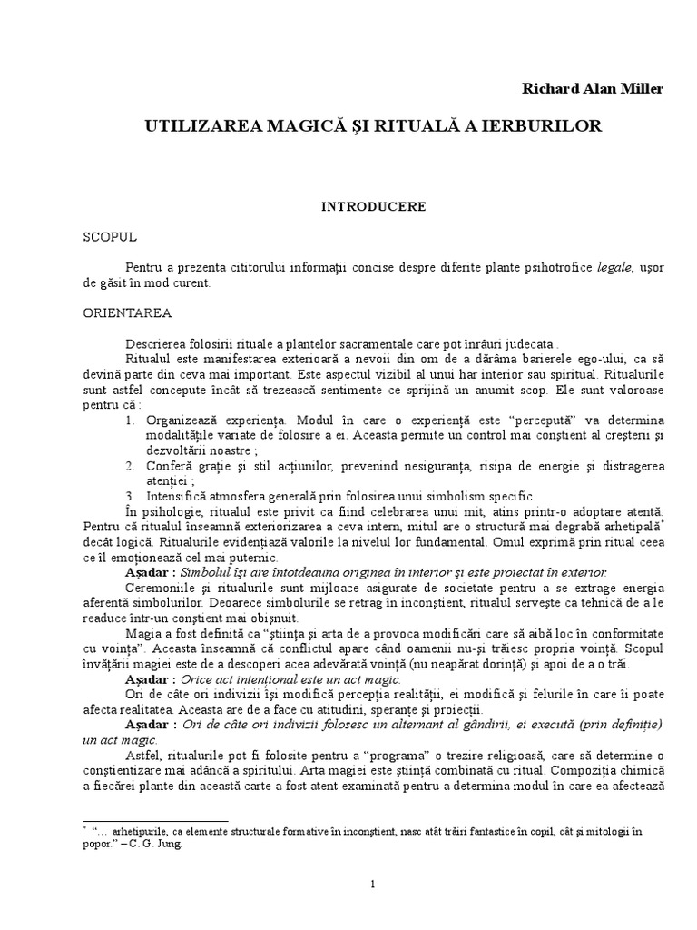 Richard Alan Miller Utilizarea Magica Si Rituala A Plantelor PDF | PDF