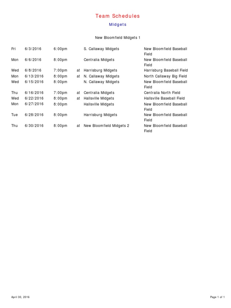 New Bloomfield Midgets | PDF | Lifestyle