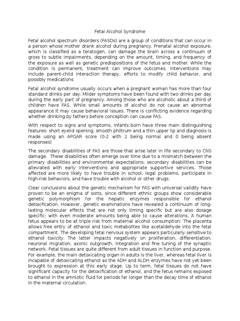 Fetal Alcohol Syndrome Pdf Medical Specialties Medicine