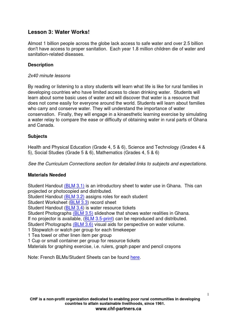4-6 Water Works Lesson Plan | PDF | Water Conservation | Ghana