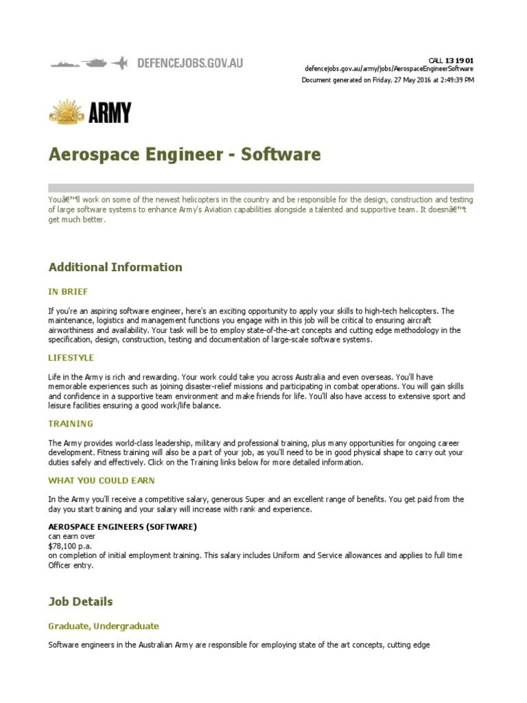 Aerospace Engineer - Software: Additional Information | PDF ...