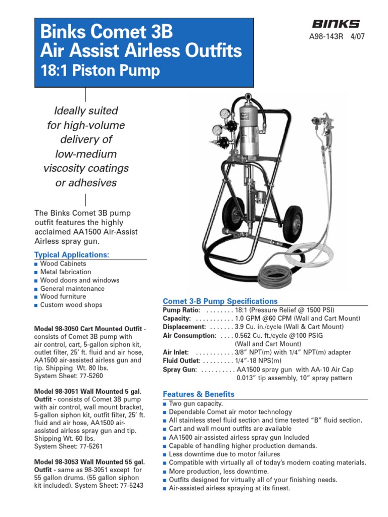 BINKS Comet 3 AA Piston Pumps | Pump | Gas Technologies
